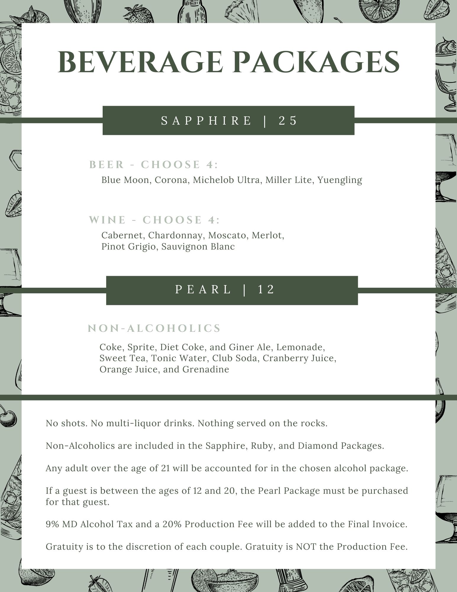 Beverage Packages - Rosewood Farms Weddings